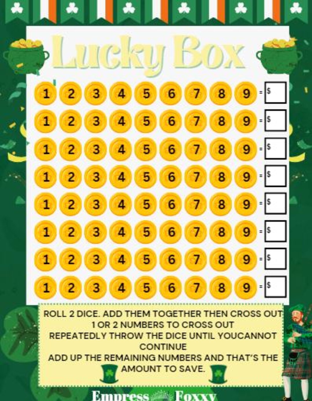 Lucky Box Shut the Box Savings Challenge | Gold Coins | St. Patrick ...