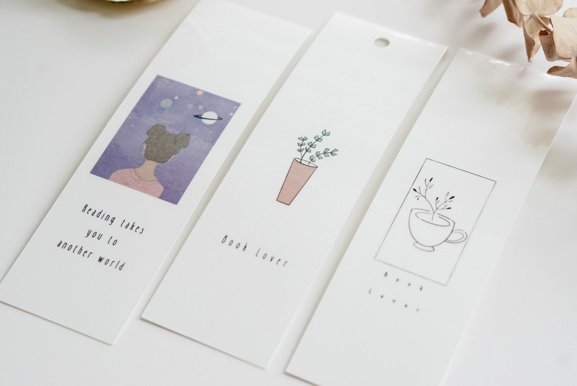 Bookmarks Minimalist Bookmarks Gift for readers Laminated | Etsy