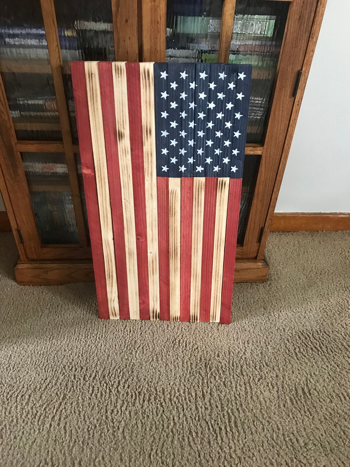 Rustic Hand Carved Wooden Flag - Etsy