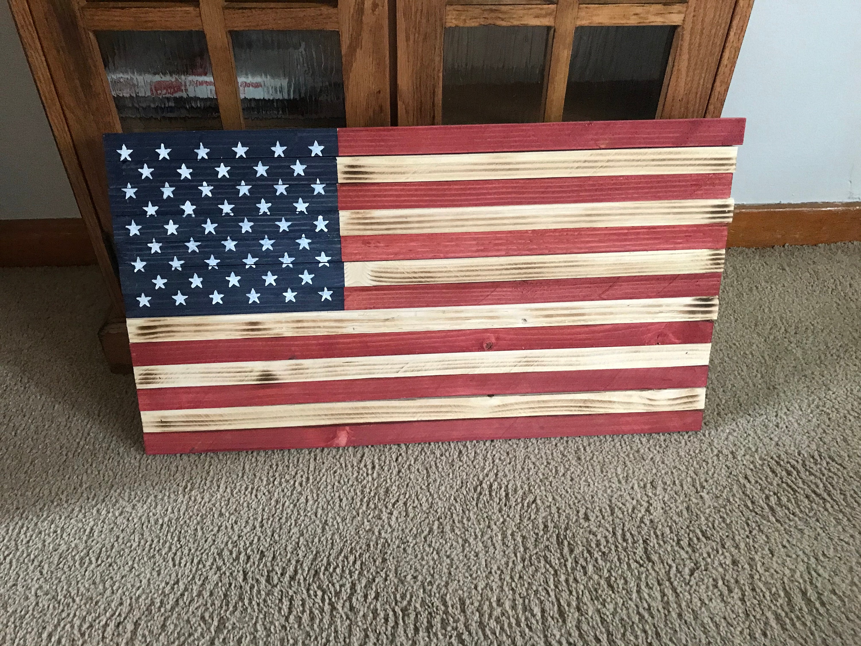 Rustic Hand Carved Wooden Flag - Etsy