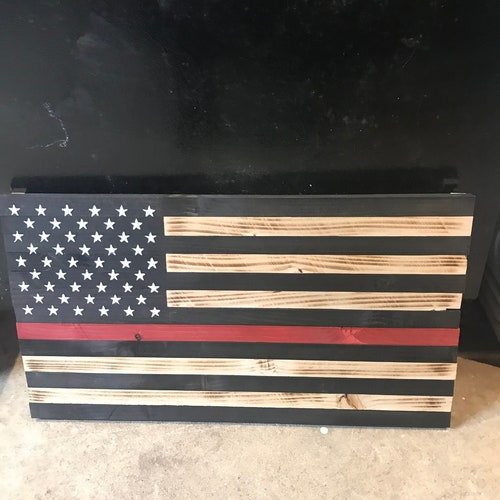 Distressed Thin Red Line Cornhole Boards Personalized - Etsy