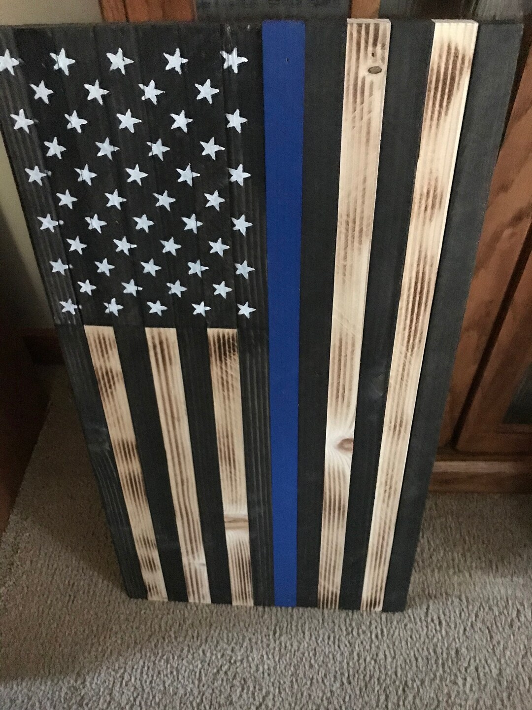 Thin Blue Line Wooden Flag - Etsy
