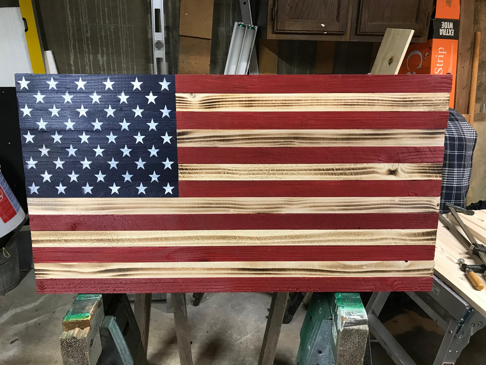 Rustic Hand Carved Wooden Flag - Etsy