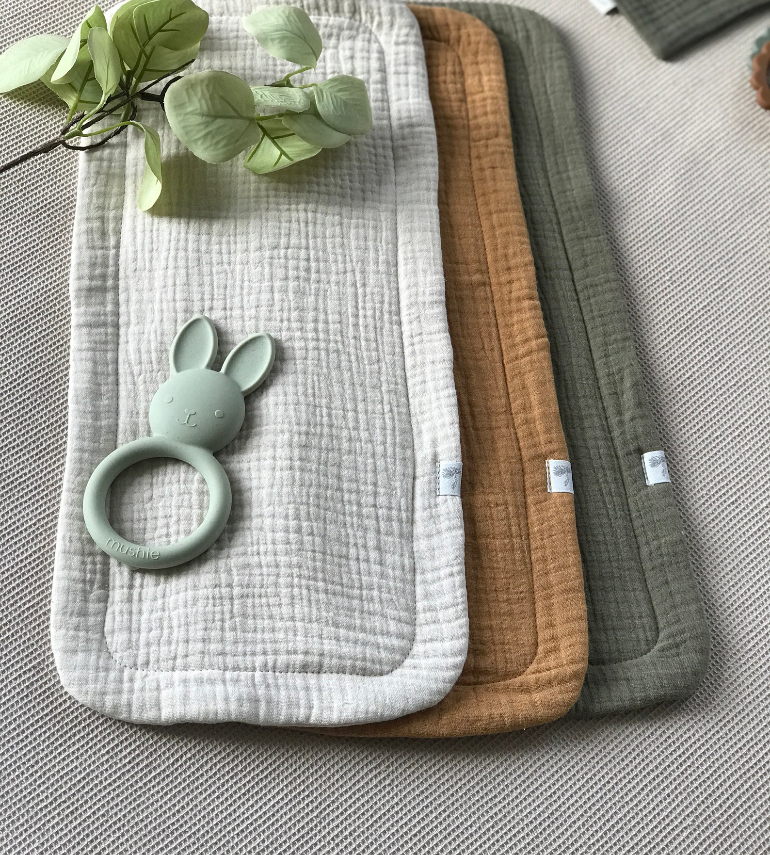 Set of 3 Baby Burp Cloths Organic Cotton Muslin Cloth Baby - Etsy