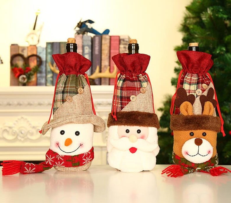 Christmas Wine Bottle Cover Christmas Party snowman Pattern - Etsy
