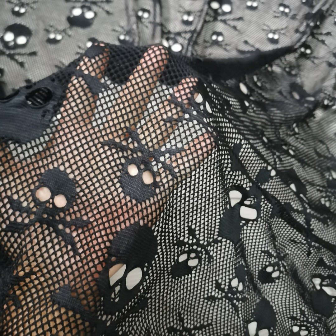 Stretch Skull Lace Fabric Skull Fabric Black Skull Pettern - Etsy