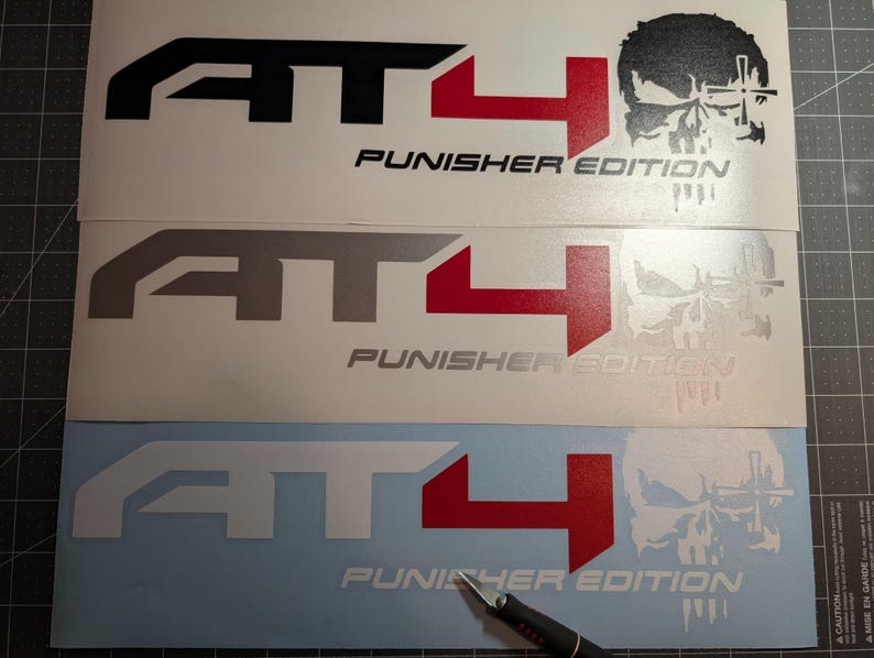 SET of 2 AT4 Punisher Edition Vinyl Chevy Decals 4X4 off Road Truck ...