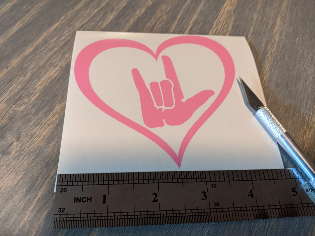 ASL I Love You Heart Decal, Vinyl Sticker (4x4) - Etsy