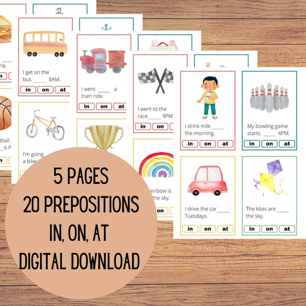Preposition Worksheets - Etsy