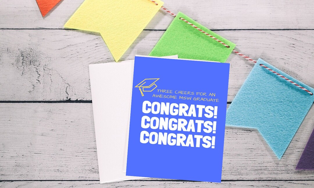 Congratulations MSW Graduation Card - Great Social Worker Gift for New ...