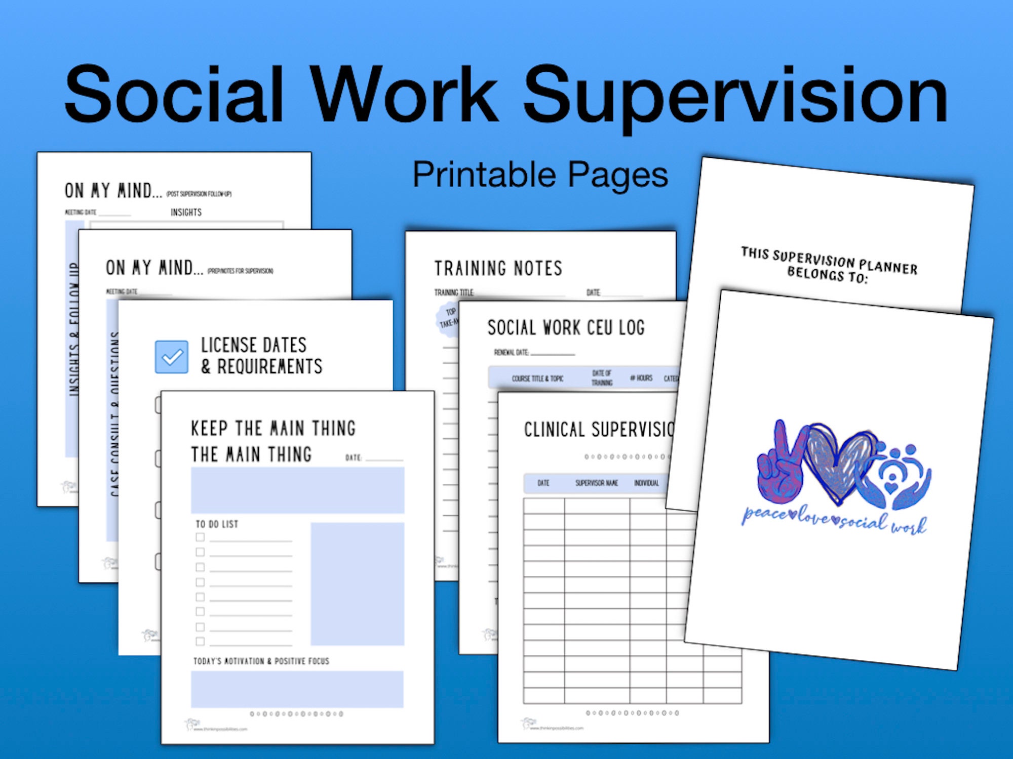 Social Work Clinical Supervision Digital Printable Packet Perfect Gift