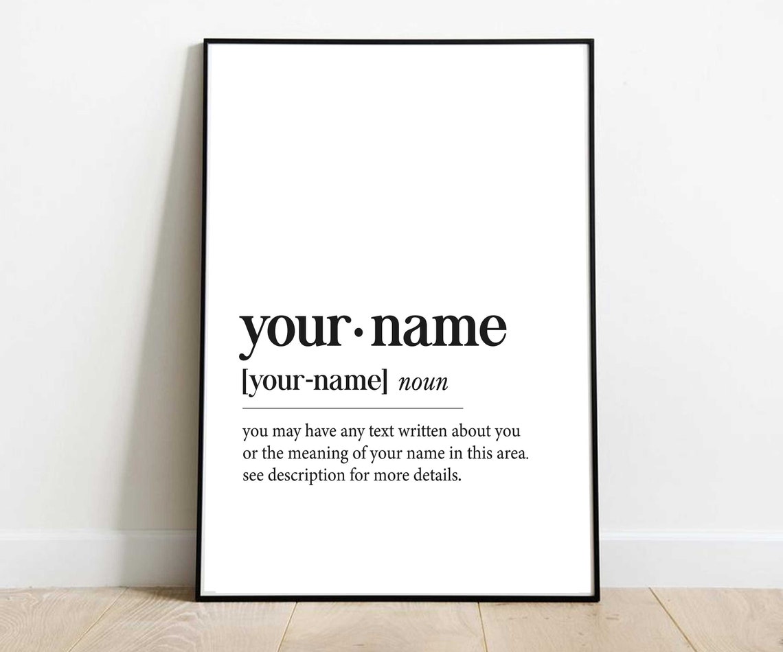 Custom Name Print Name Noun Print Noun Print Definition | Etsy