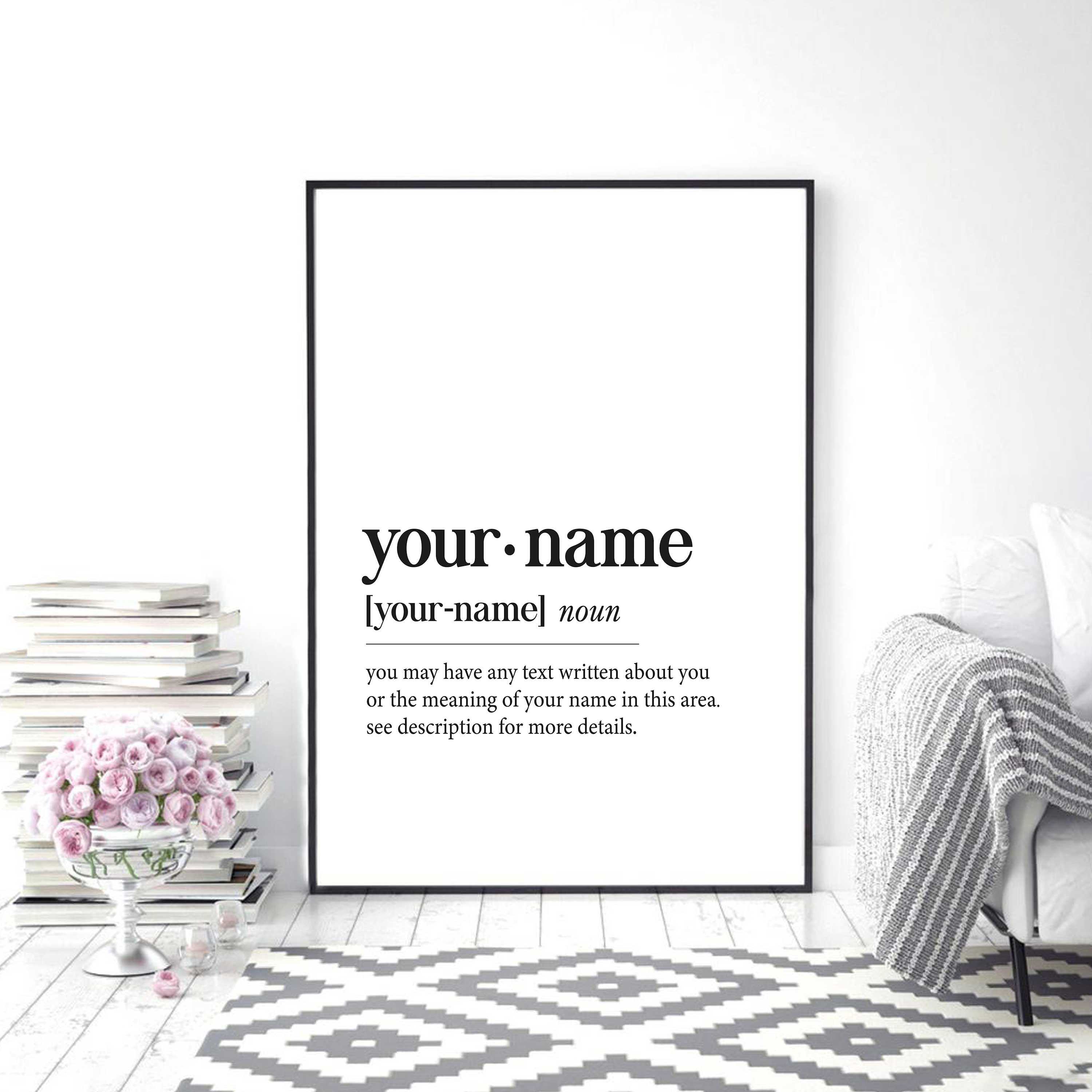 Custom Name Print Name Noun Print Noun Print Definition | Etsy