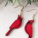 Cardinal Bird Drop Earrings, Red Bird Jewelry, Dangle Earrings, Red ...