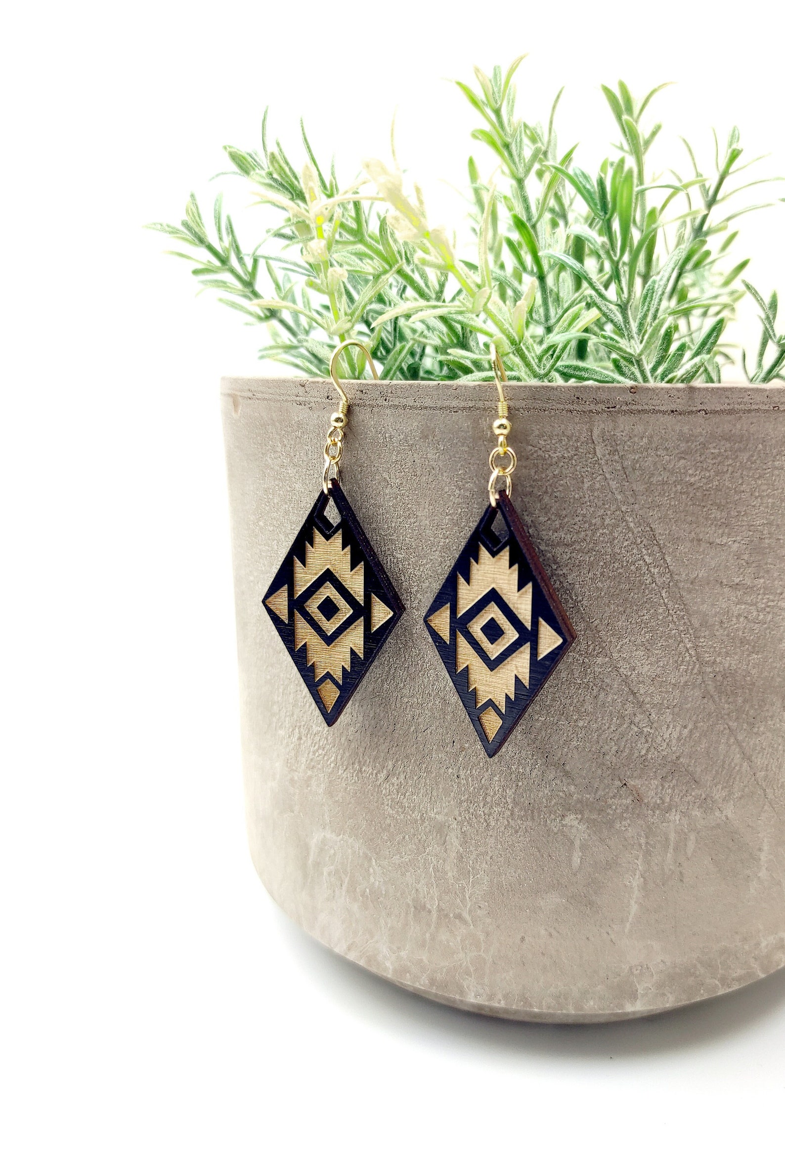 Aztec Earrings Mexican Earrings Triangle Earrings Tribal - Etsy