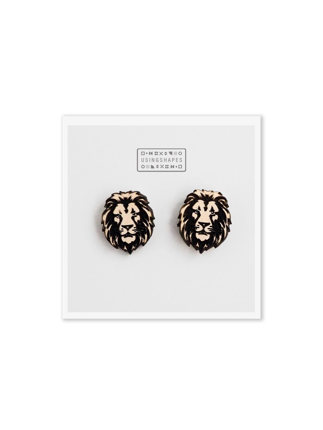 Lion Face Stud Earrings, Wild Animal Earrings, Handmade Jewellery ...