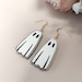 White Ghost Dangle Earrings, Halloween Earrings, Wooden Ghost Earring ...