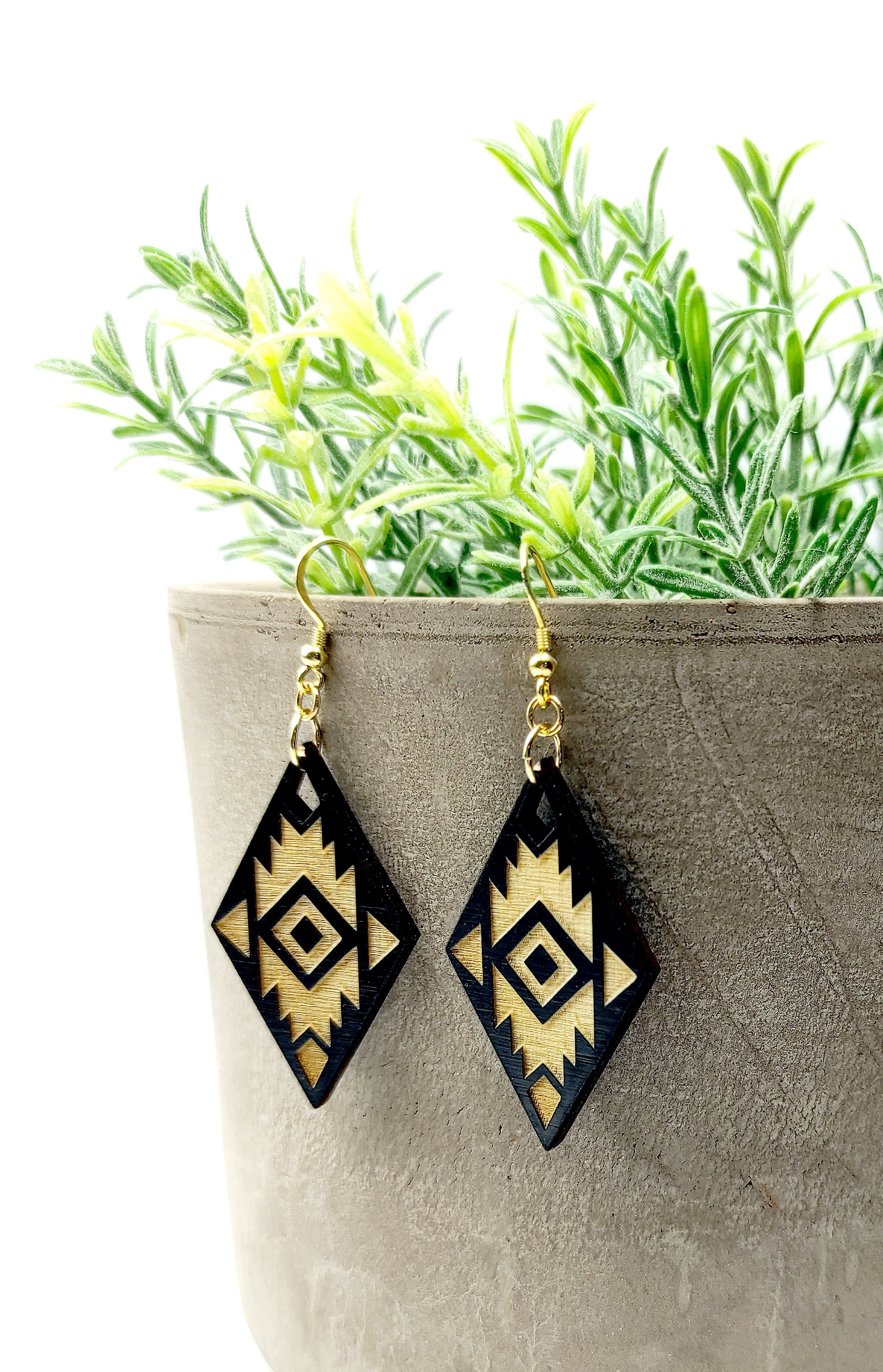 Aztec Earrings Mexican Earrings Triangle Earrings Tribal - Etsy