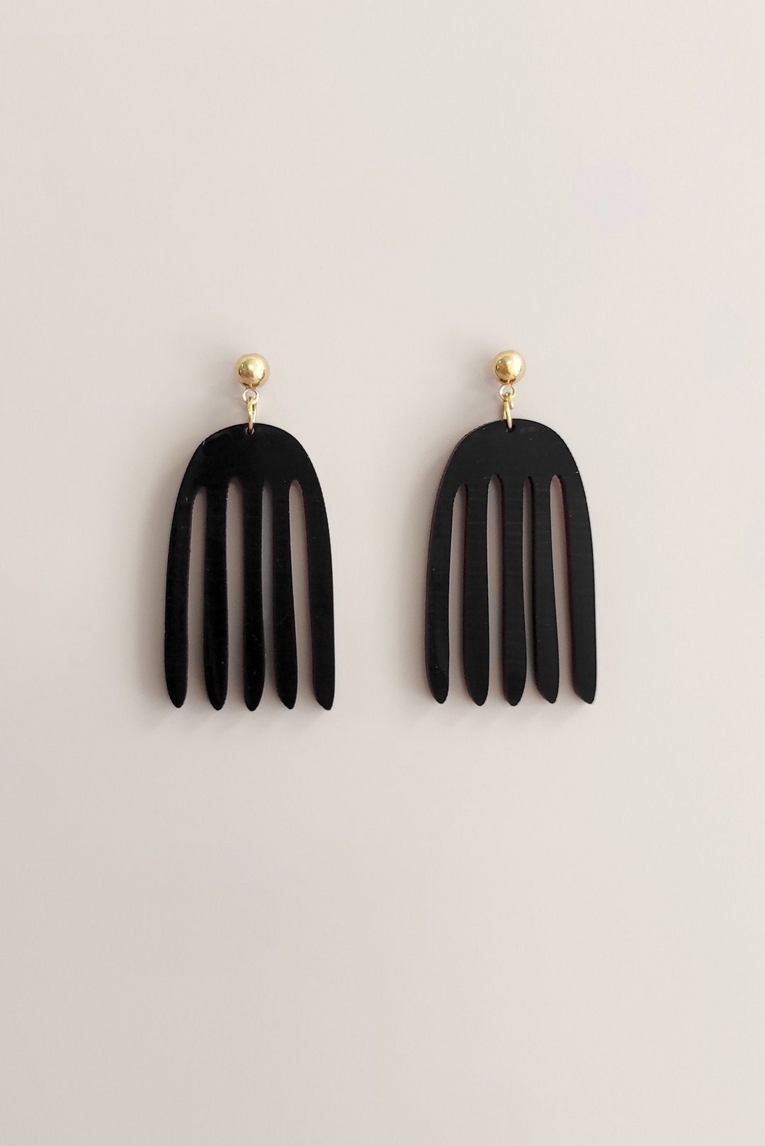 Long Black Earrings Art Inspired Earrings Drop Earrings - Etsy