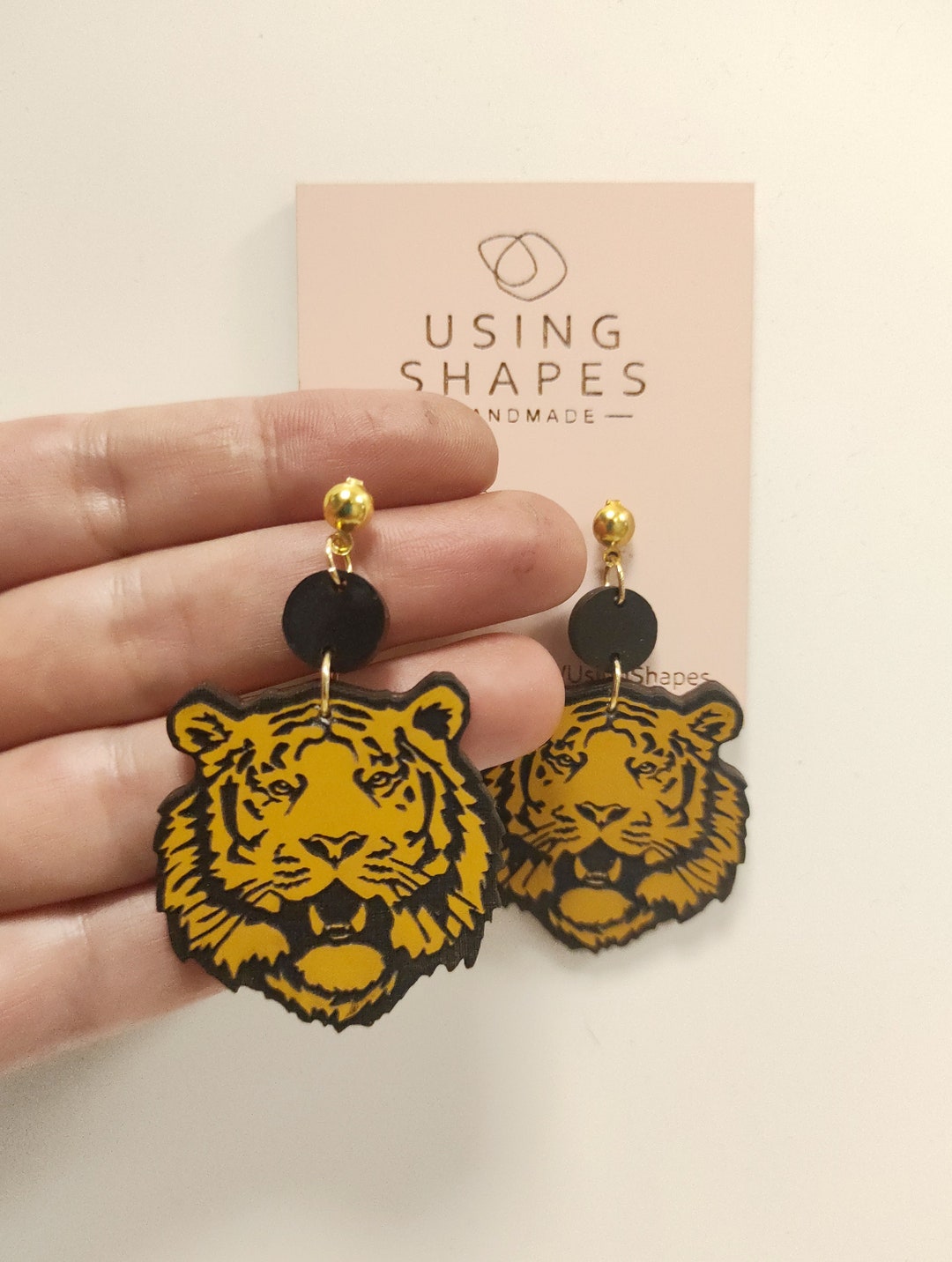 Tiger Drop Earrings Tiger Earrings Wild Tiger Earrings - Etsy