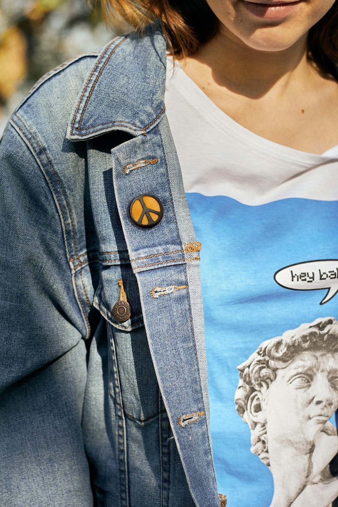 Peace Symbol Pin, Peace Symbol Brooch, Peace Sign, Peace Pin, Wooden ...