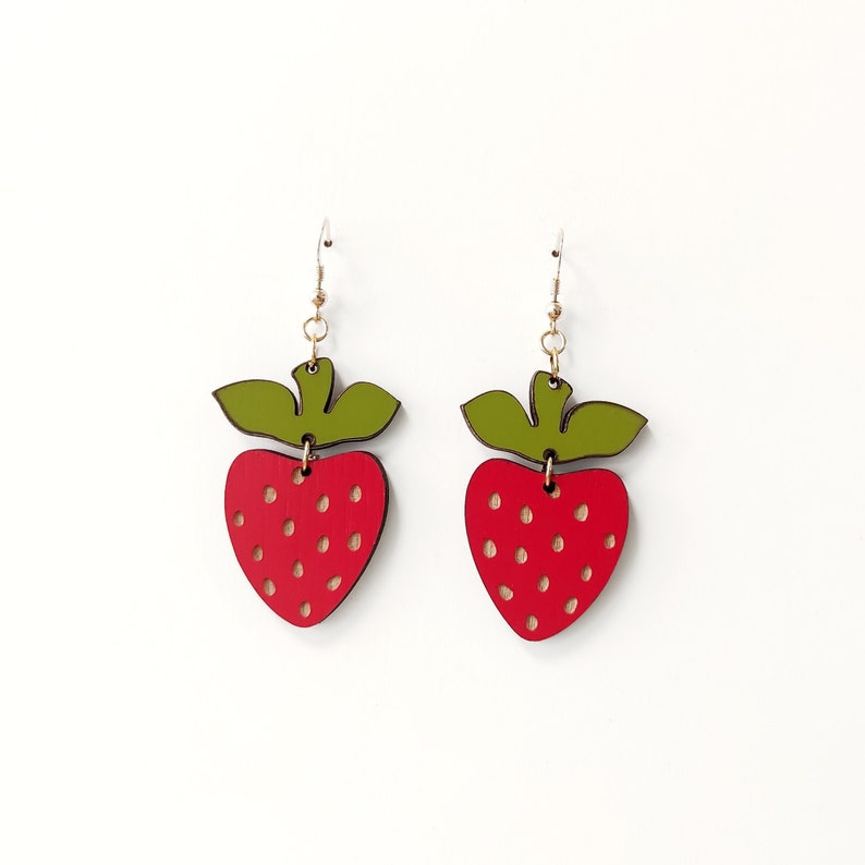 Strawberry Earring Strawberry Jewelry Strawberry Accessories - Etsy
