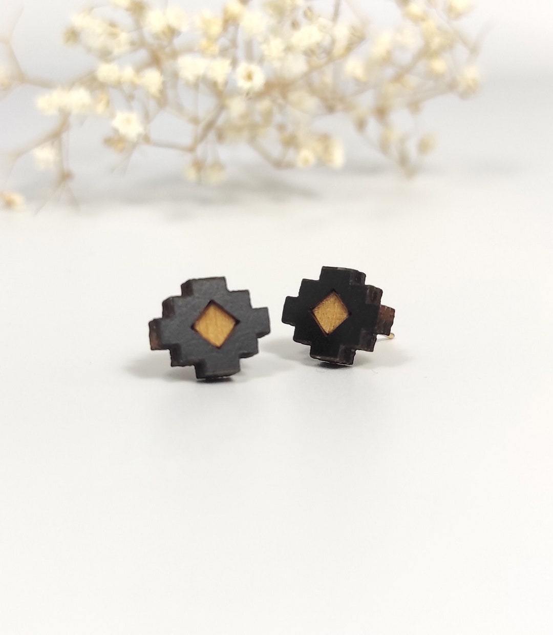 Aztec Style Stud Earrings, Aztec Stud Earrings, Geometrical Earrings ...