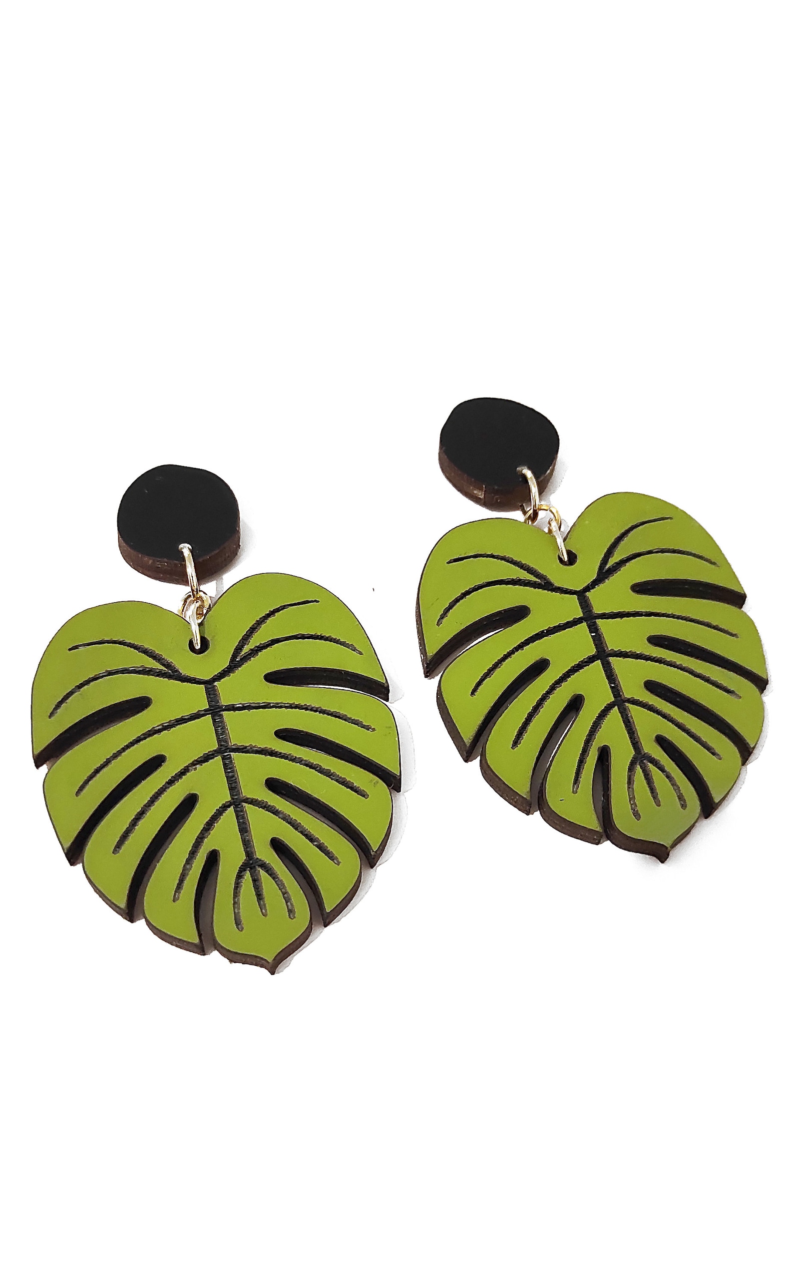 Monstera Leaf Earrings Botanical Earrings Wooden Earrings - Etsy