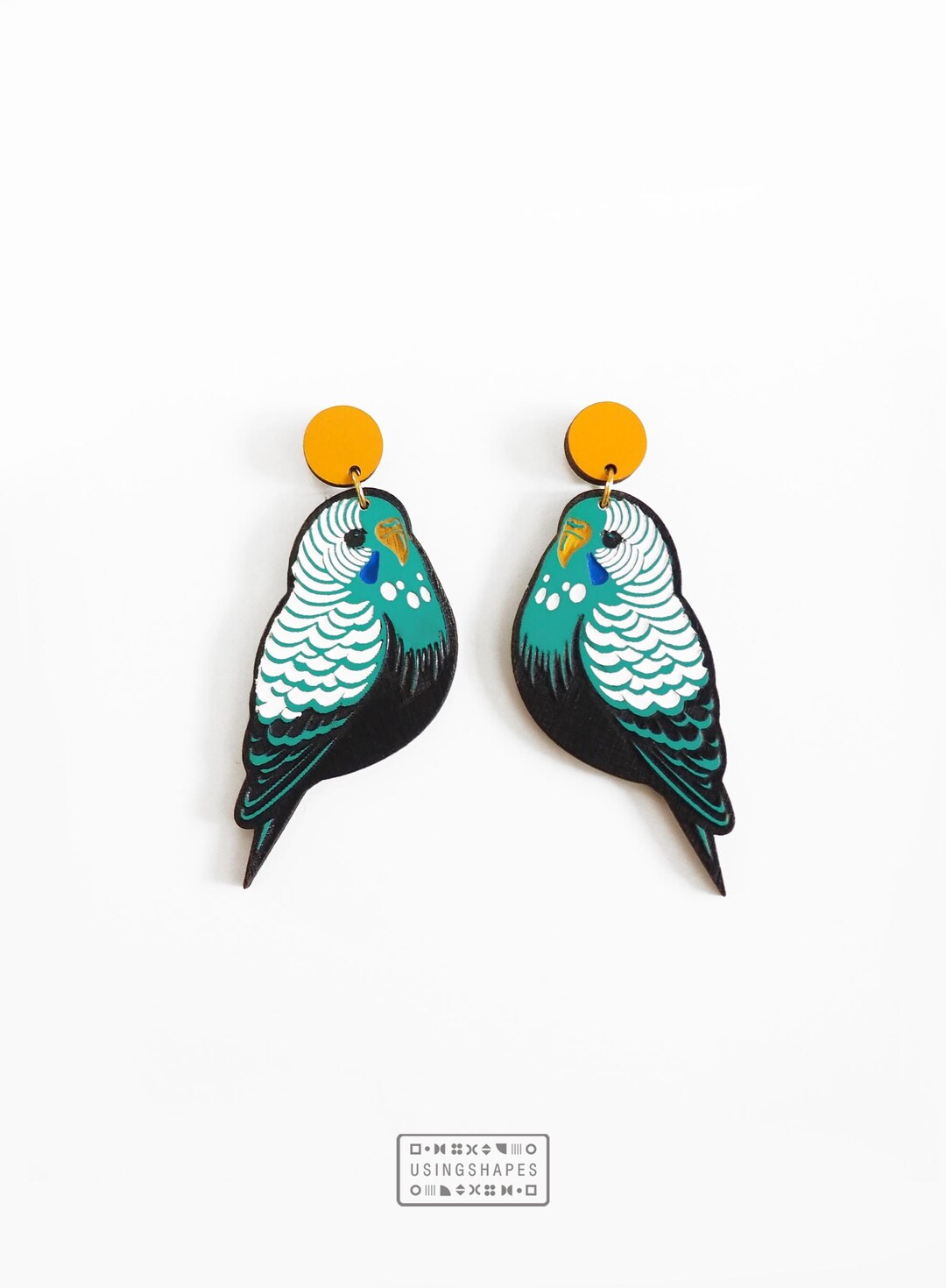 Hand Painted Wooden Parakeet Earrings: Lightweight Bird Jewelry - Etsy