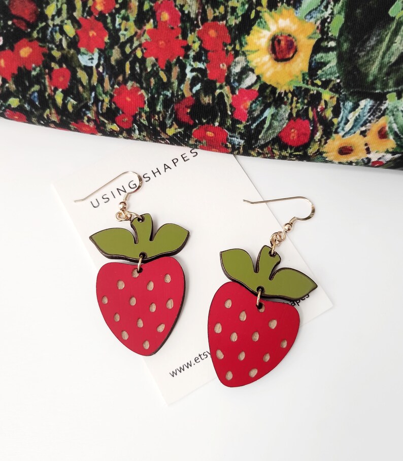 Strawberry Earring Strawberry Jewelry Strawberry Accessories - Etsy