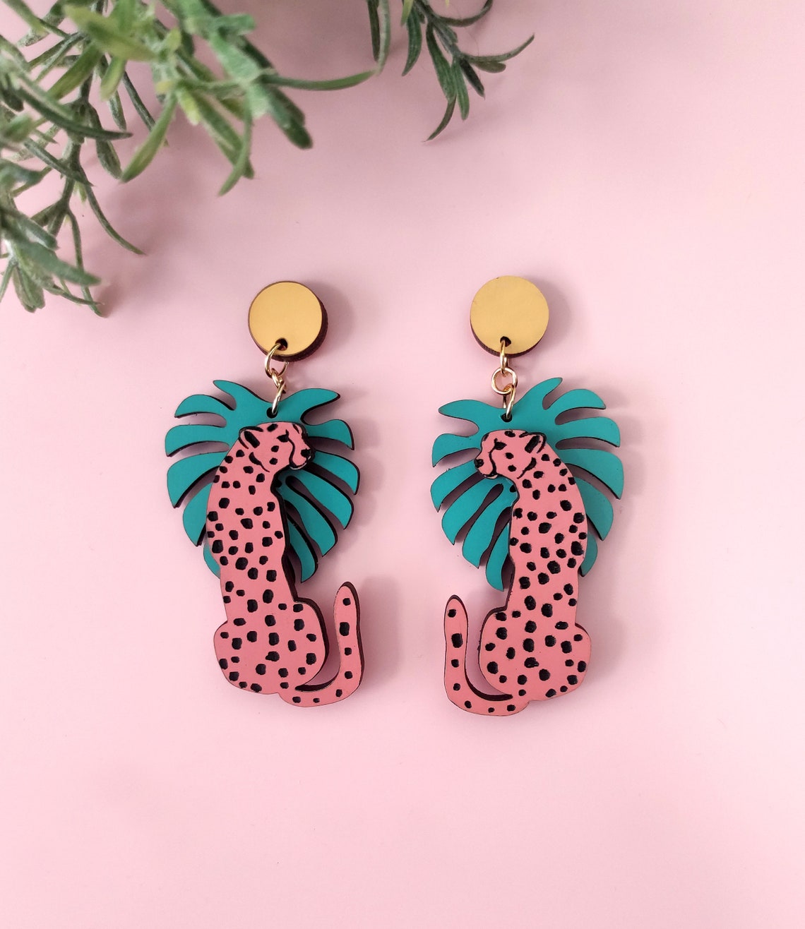 Cheetah Earrings Leopard Earringsbig Cat Earringswild - Etsy