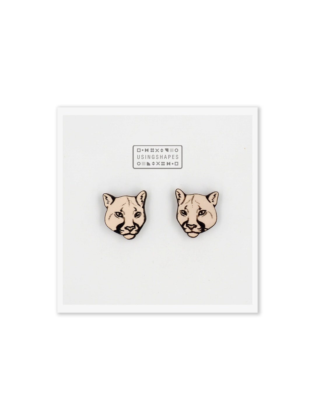 Cougar Head Stud Earrings, Mountain Lion Stud Earrings, Post Earrings ...