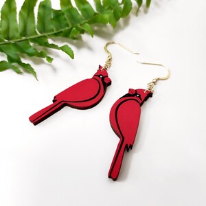 Cardinal Bird Drop Earrings, Red Bird Jewelry, Dangle Earrings, Red ...