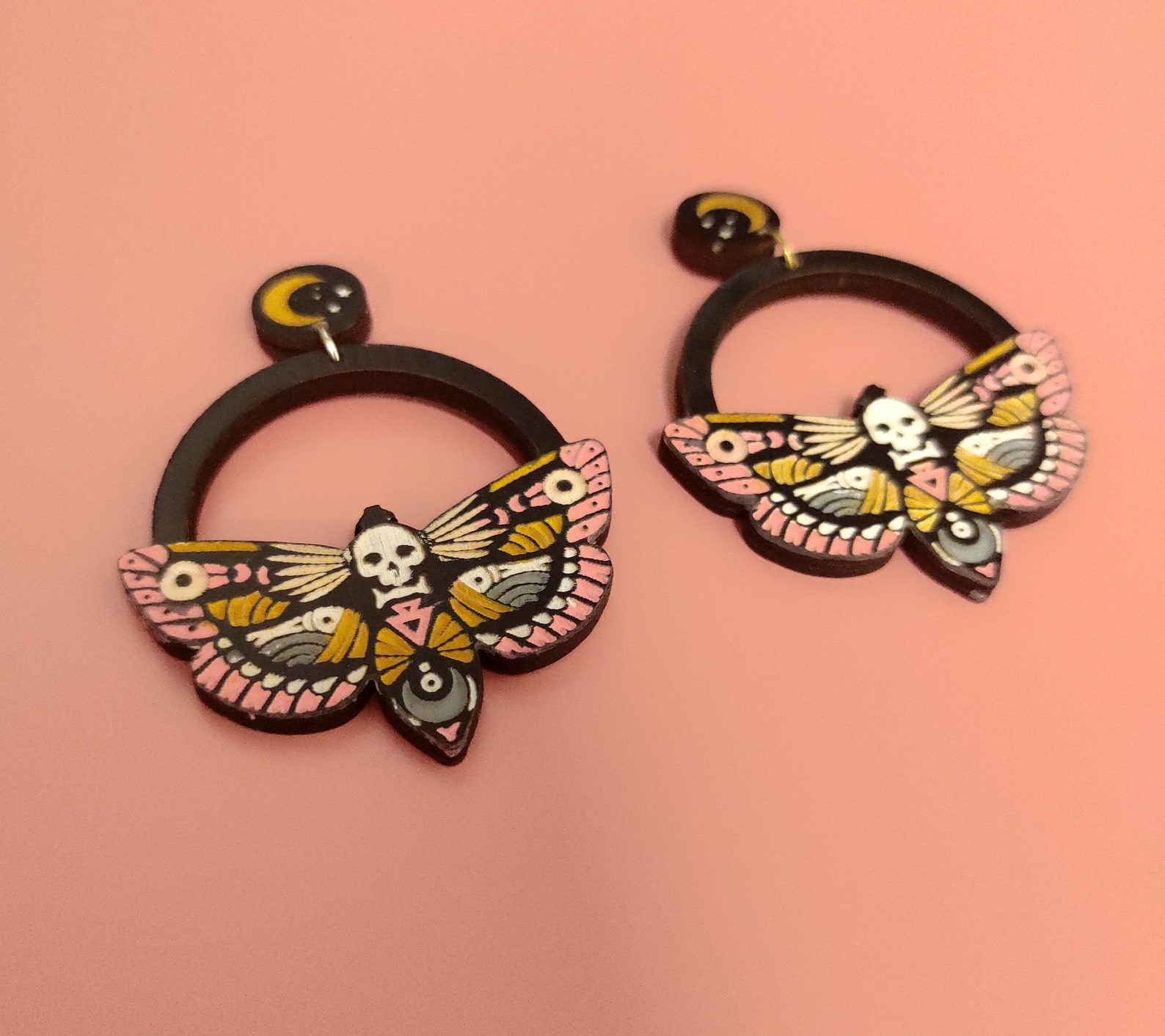 Deadhead Moth Drop Earrings Insect Earrings Witchy Jewelry - Etsy