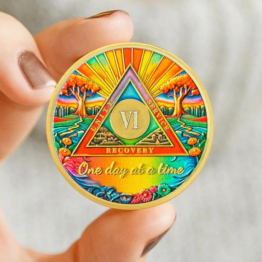 1-65 Years Sobriety Coin Colorful Tree of Life AA Chips Medallion for ...