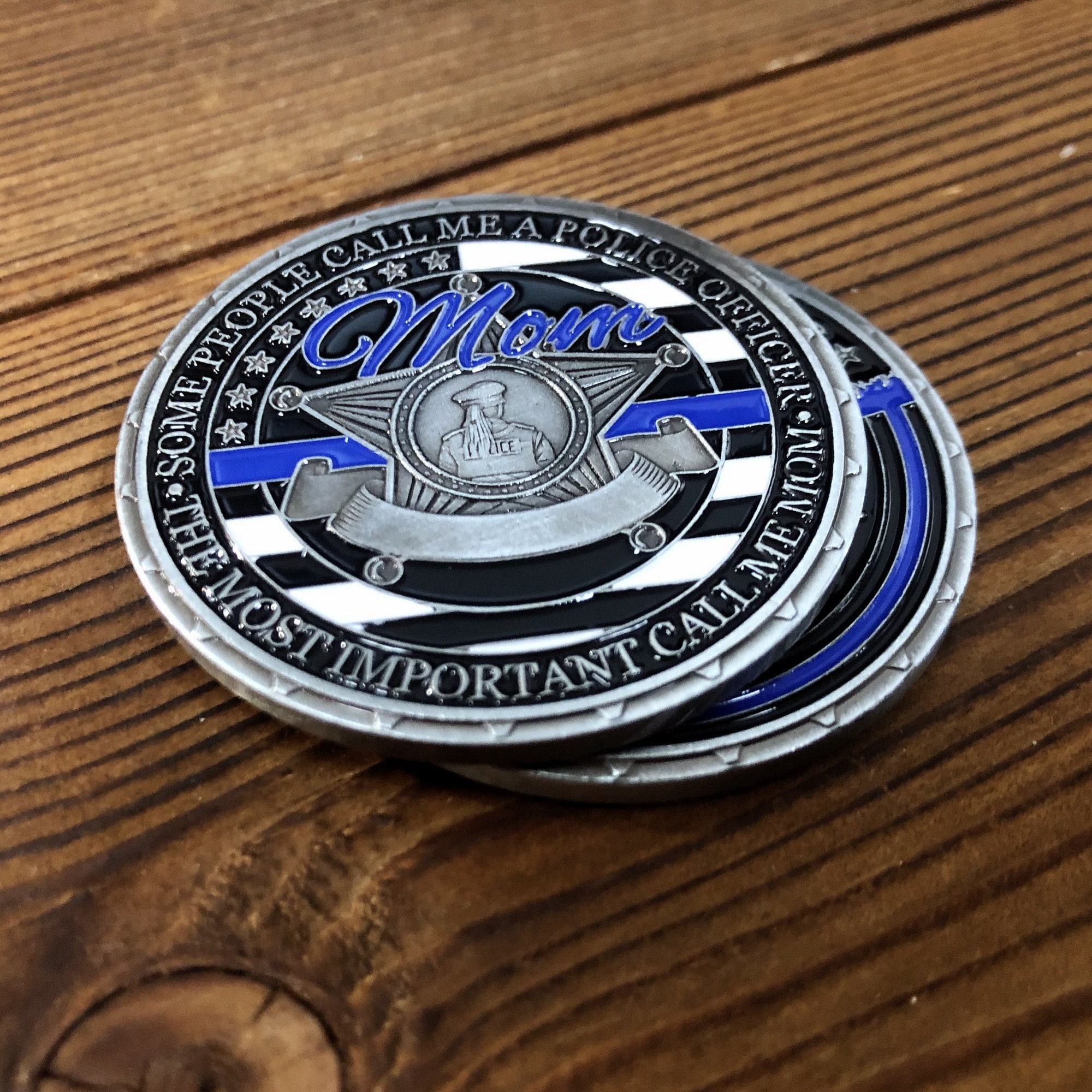 Police Challenge Coin Mother Officer Thin Blue Line Family - Etsy