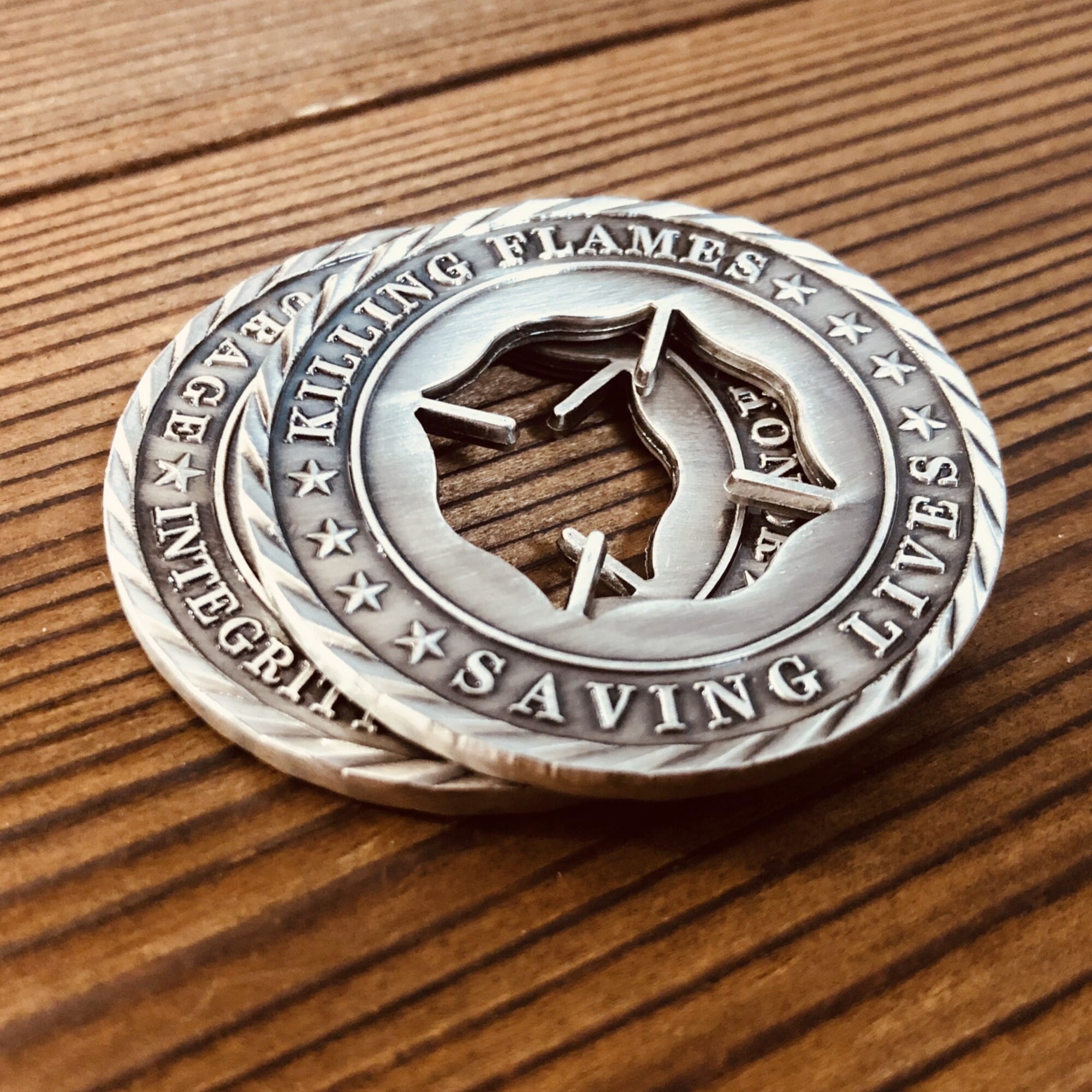 Firefighter Challenge Coin Cut Out St Florian Cross Sign - Etsy