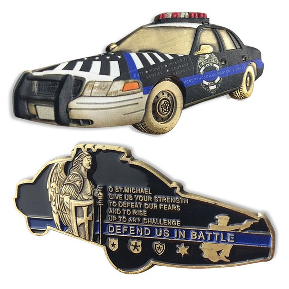 Police Car Featured Challenge Coin St Michael LEO Guardian | Etsy