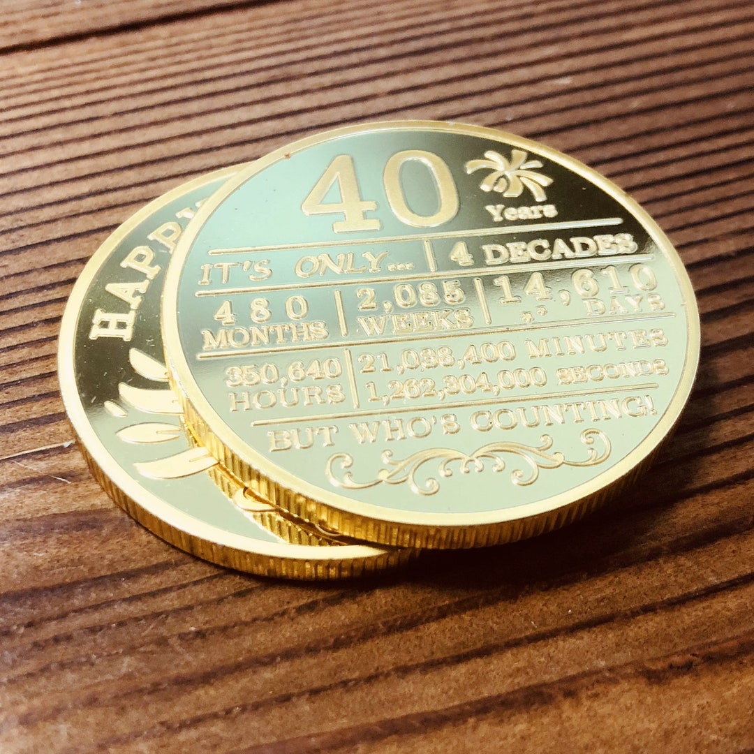 40/50/60th Birthday Celebration Coin Gold, Silver Commemorative Token ...