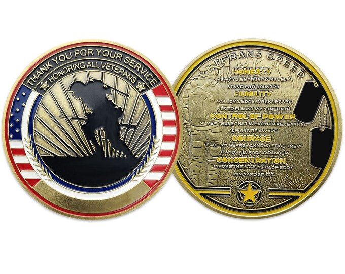 Veteran Creed Challenge Coin Thank You for Your Service Dog - Etsy