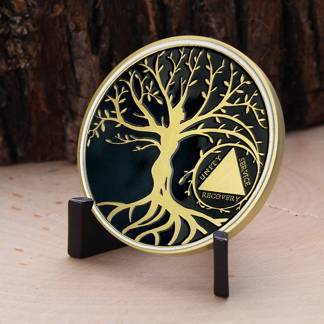 Personalized Time Tree of Life Recovery Coin Gift Celebration Sobriety ...