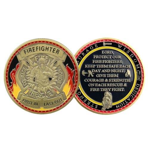 Firefighter First Responder Thin Red Line Challenge Coin - Etsy