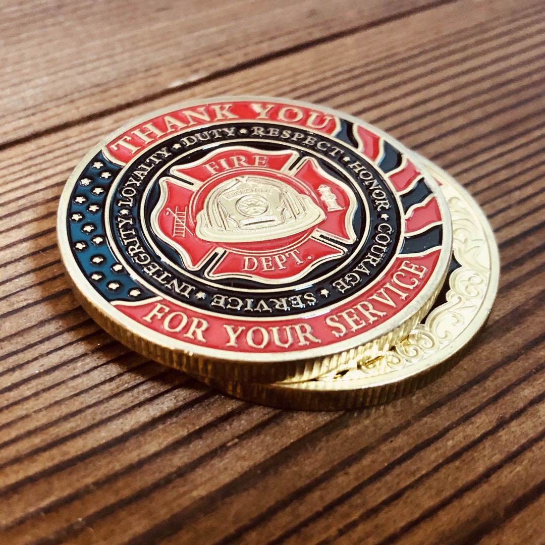 Firefighter Department Challenge Coin Thin Red Line God Bless Fireman ...