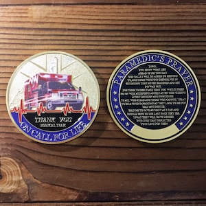 EMS Challenge Coin Paramedic Prayer Emergency First Aid Worker ...