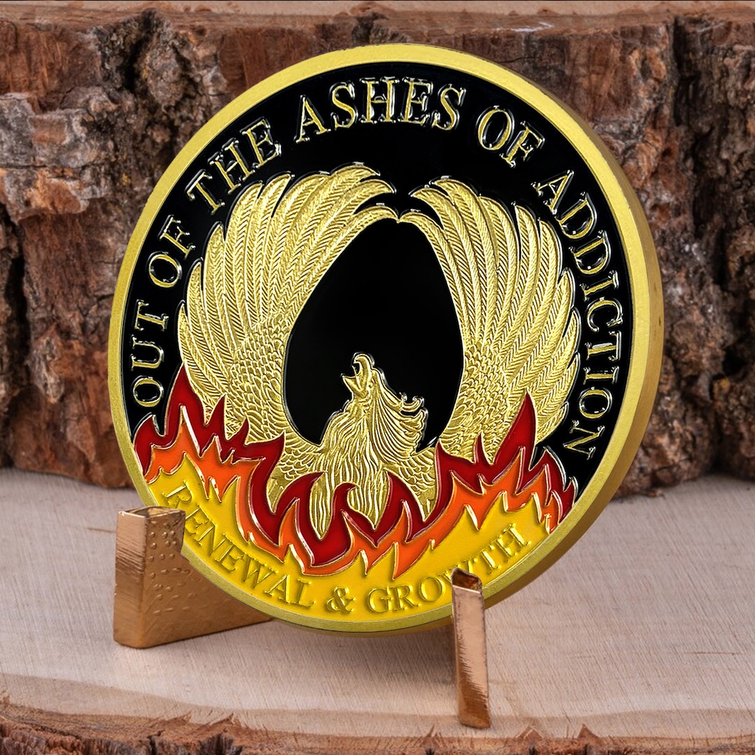 Phoenix Addiction Recovery Coin Sobriety Prayer Coin Reborn From ...