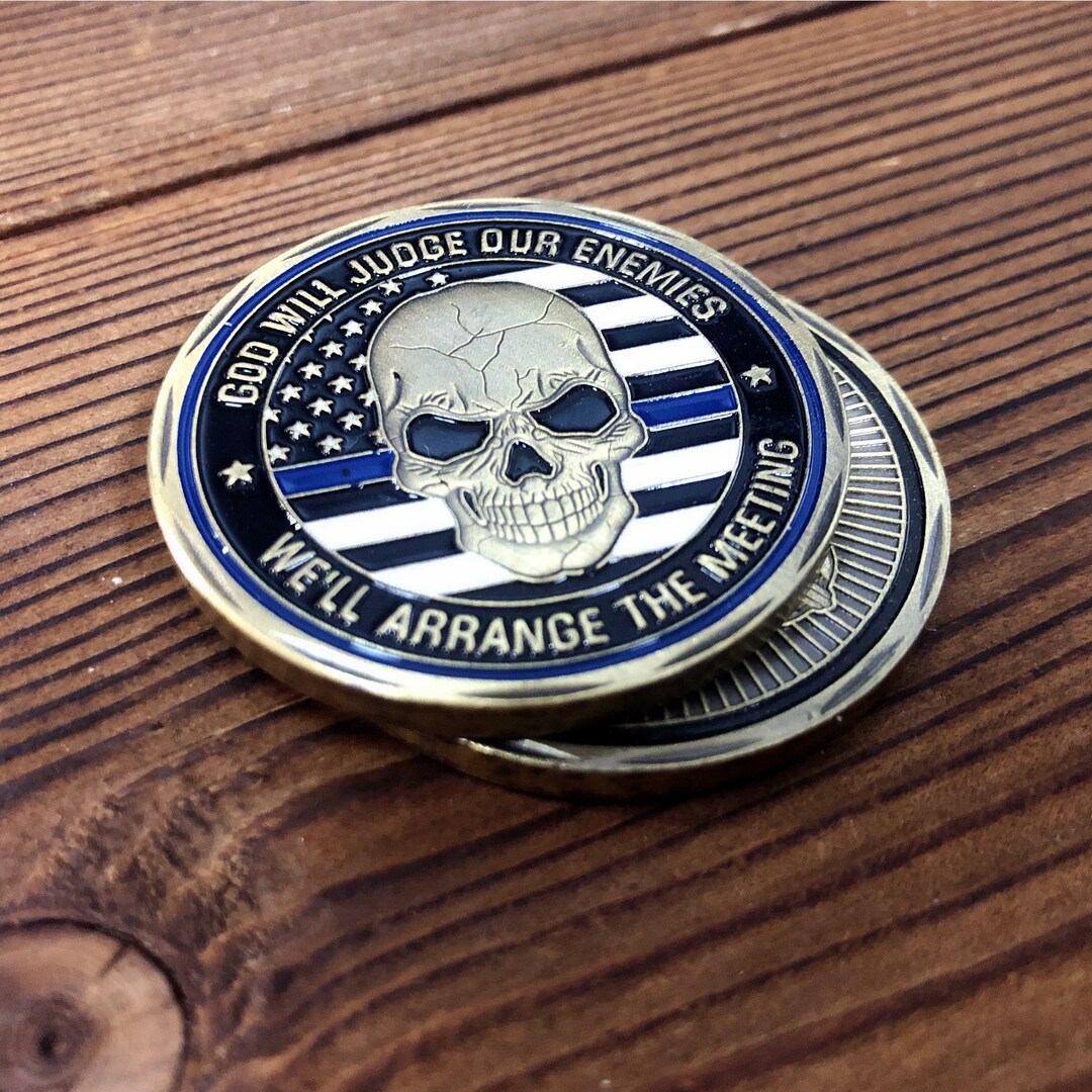 St Michael Police Patron Challenge Coin Head Skull Law Enforcement ...