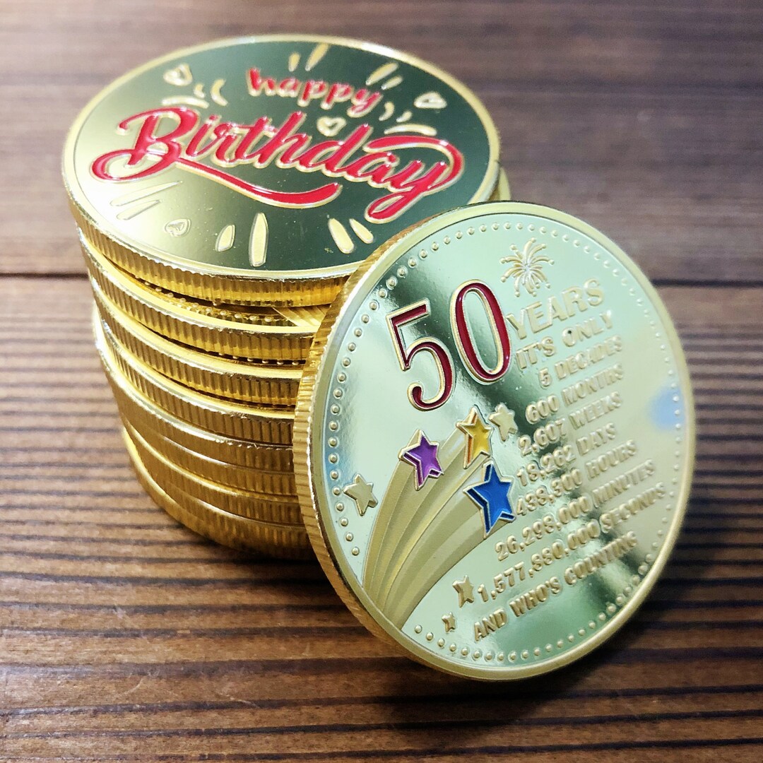 40/50/60th Birthday Celebration Coin Gold Commemorative Token - Etsy