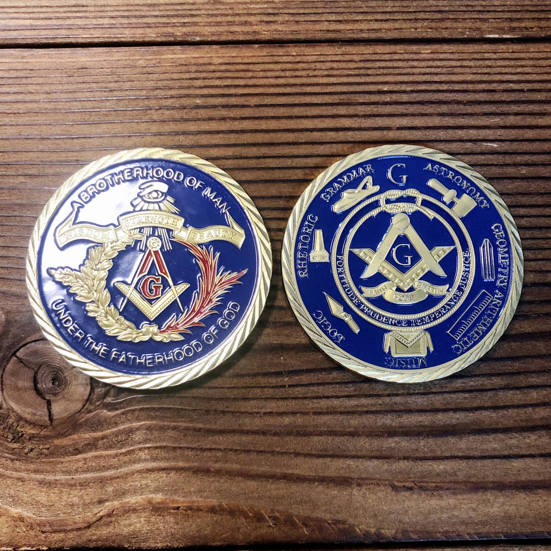 Masonic Challenge Coin Compass & Square G Symbol Brotherhood ...