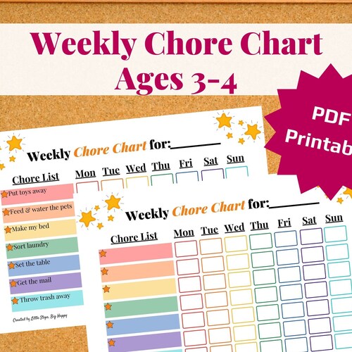 Weekly Chore Chart for 3 Kids Printable Chore List - Etsy