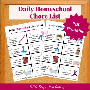 Daily Homeschool Chore List | Chore Chart for Kids | Printable Chore ...